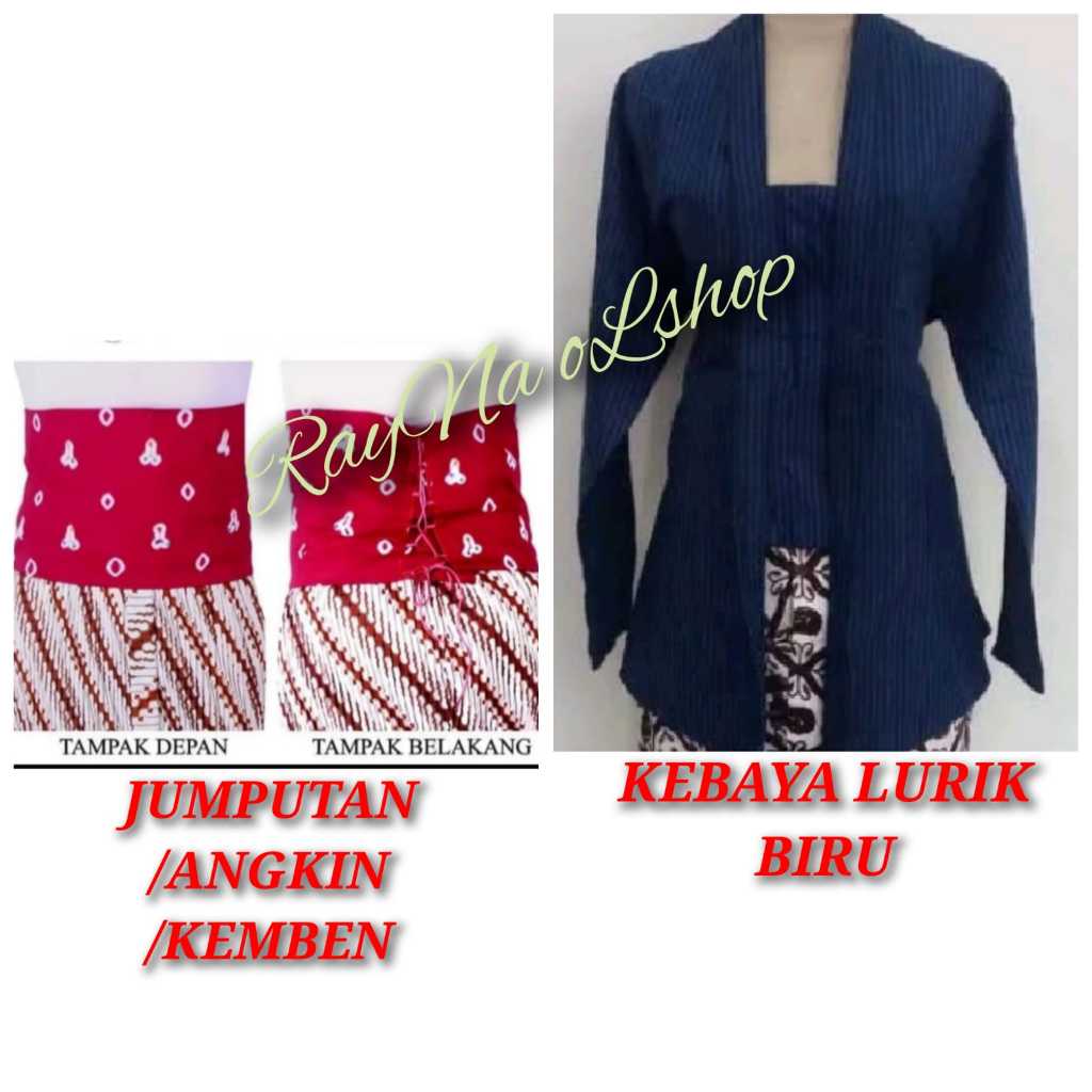 Jual 1 SET BAJU KEBAYA LURIK BIRU WANITA + KEMBEN/ JUMPUTAN/ ANGKIN, PAKAIAN TENUN MODERN KLASIK ...