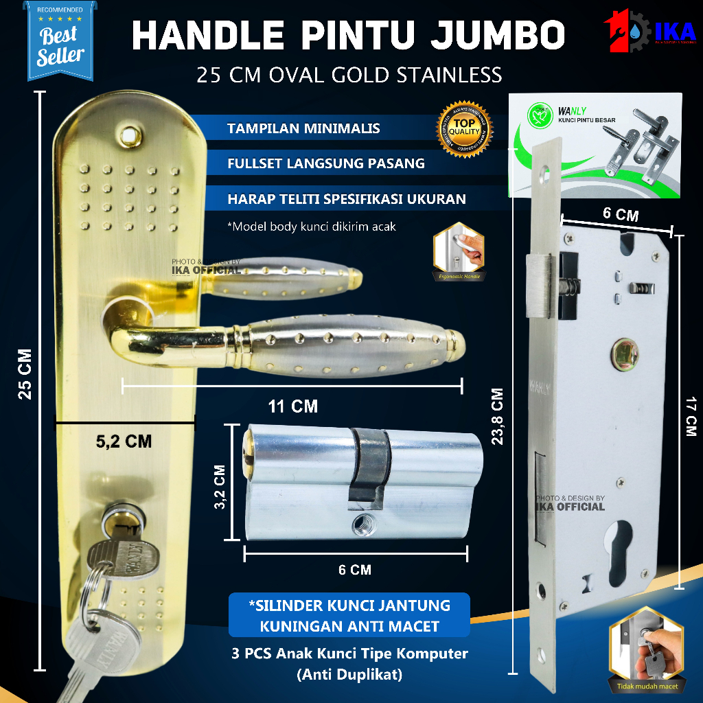 Jual Slot Selot Kunci Handle Handel Hendel Pintu Rumah Set / Tarikan ...