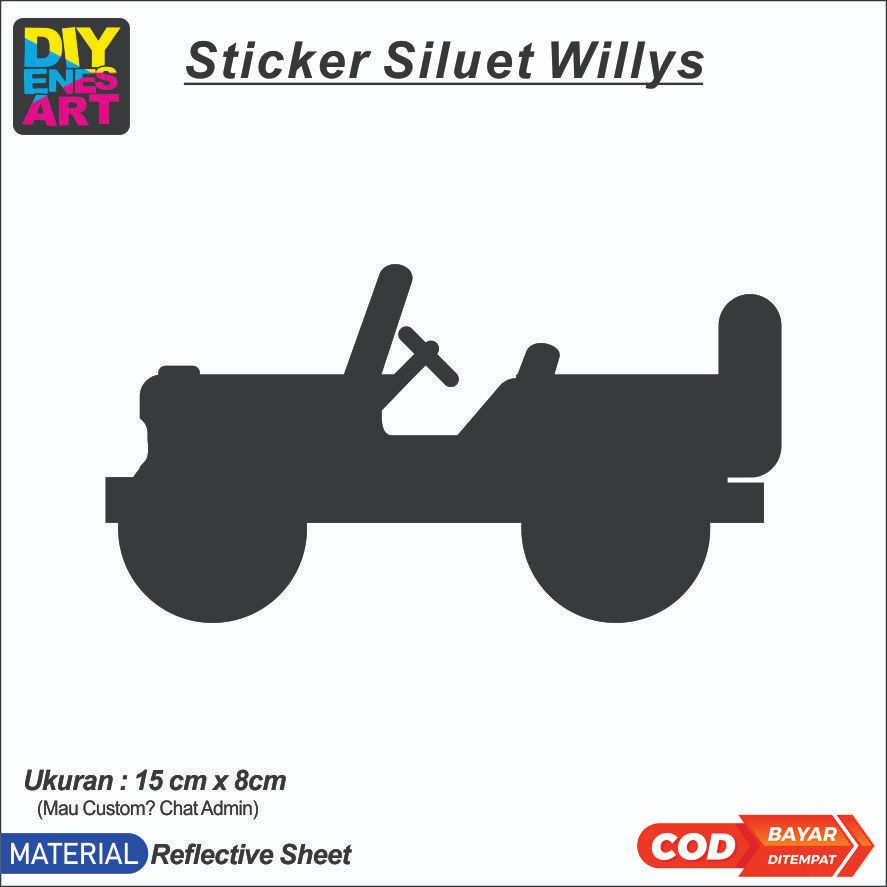 Jual Sticker Jeep Willys, Sticker Siluet Willys, Sticker Jeep, Sticker ...