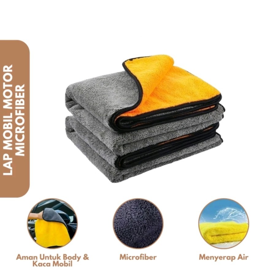 Jual Lap Microfiber Tebal Lembut Kain Pembersih Mobil Motor Kaca Anti ...