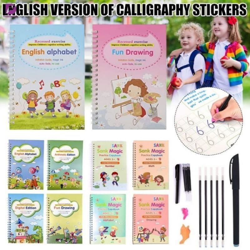 Jual MAGIG BOOK SET,,1 SET ISI 4 BUKU ALPHABET,NUMBER,MATH,DRAWING ...
