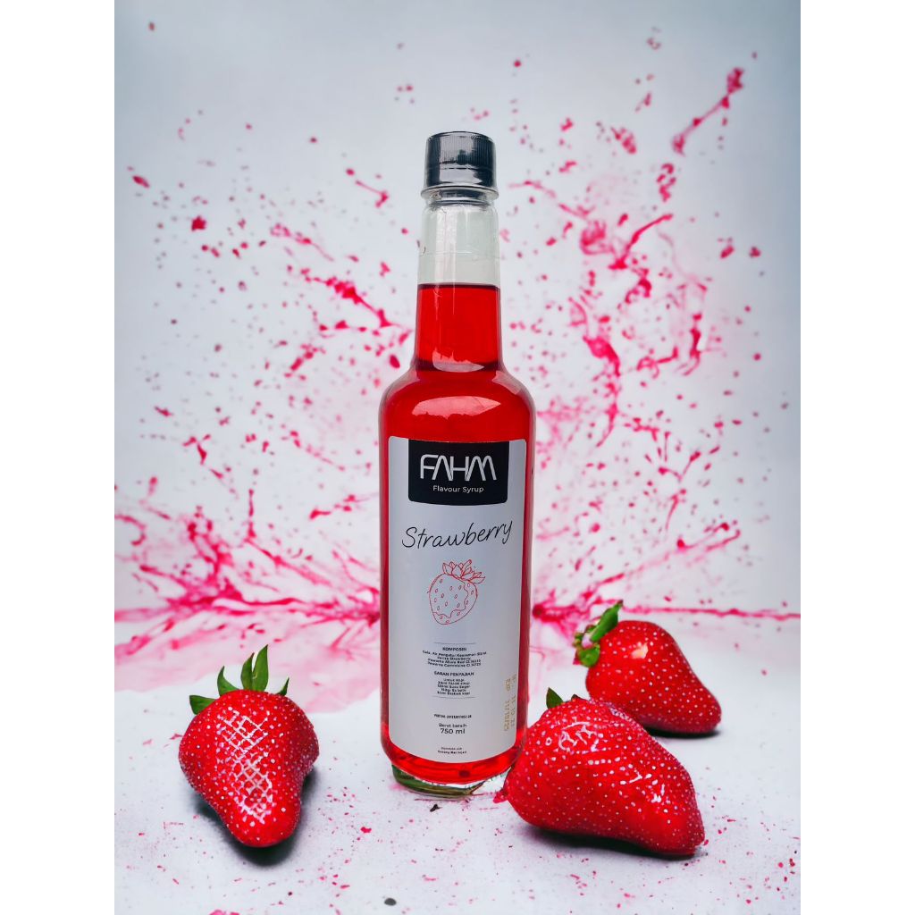 Jual FAHM Syrup Flavour Strawberry 750 ml / sirup rasa strawberry ...