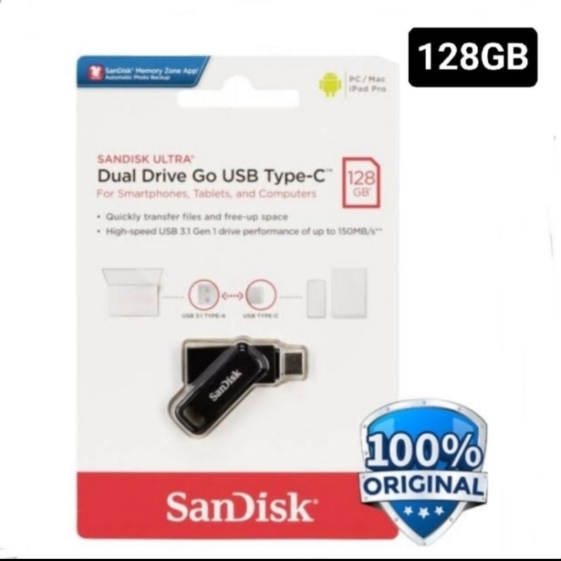 Jual Flashdisk OTG C 128GB SANDISK DUAL USB Type C 128 GB | Shopee ...