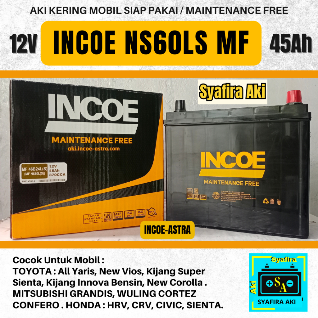 Jual Aki Mobil Honda New Accord -New Civic INCOE MF Astra NS60LS Aki Kering 12V-45AH | Shopee ...