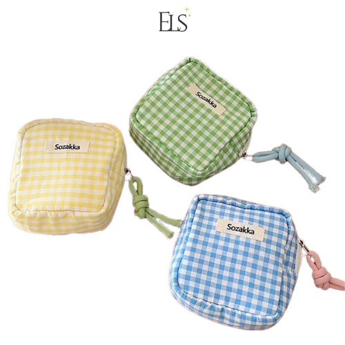 Jual ELSA Cosmetic Pouch kotak-kotak persegi katun 3922 | Shopee Indonesia