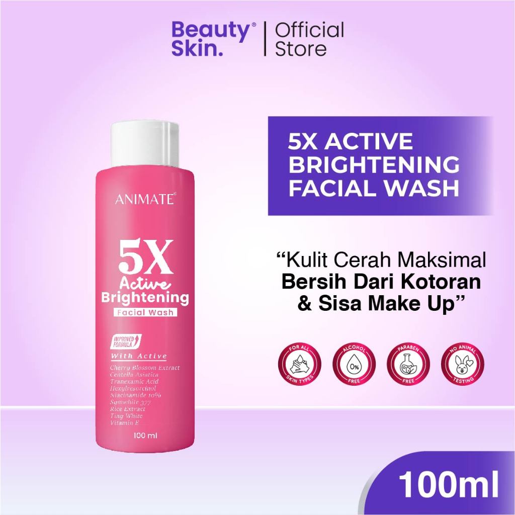 Jual Animate 5x Active Brightening Facial Wash 100 ml | Shopee Indonesia