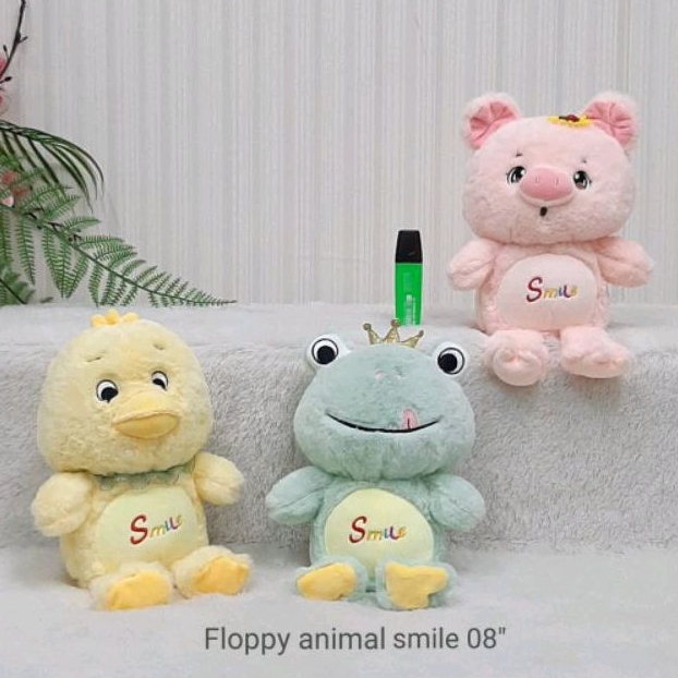 Jual Boneka Floppy Animal Smile Size 27cm/8"/boneka animal/boneka pig ...