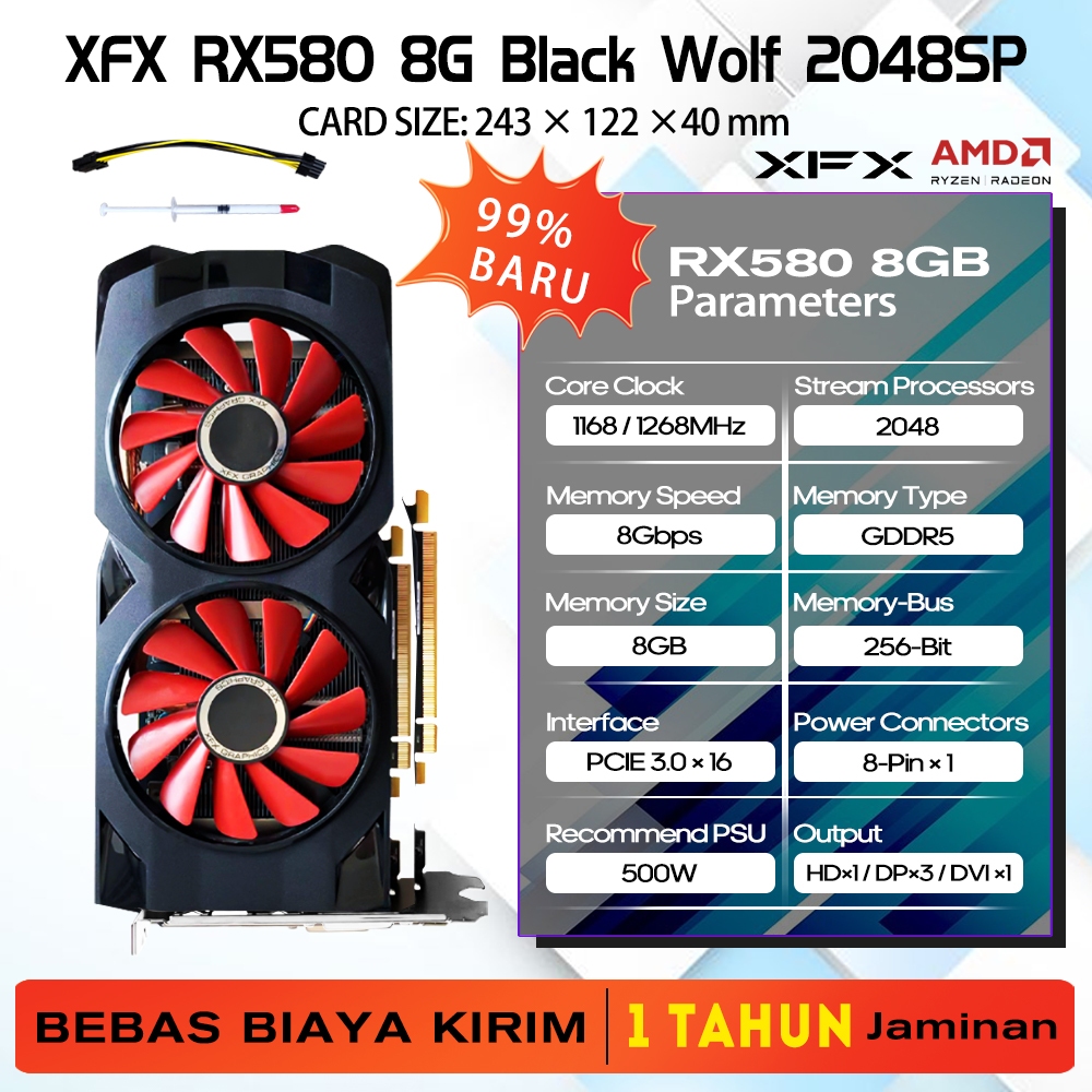 Jual VGA XFX RX580 8GB 256BIT DDR5 SUPER LIKE NEW | Shopee Indonesia