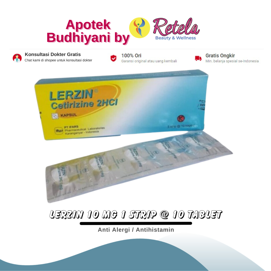 Jual Lerzin 10 Mg 1 Strip @ 10 Tablet / Cetirizine / Anti Alergi ...