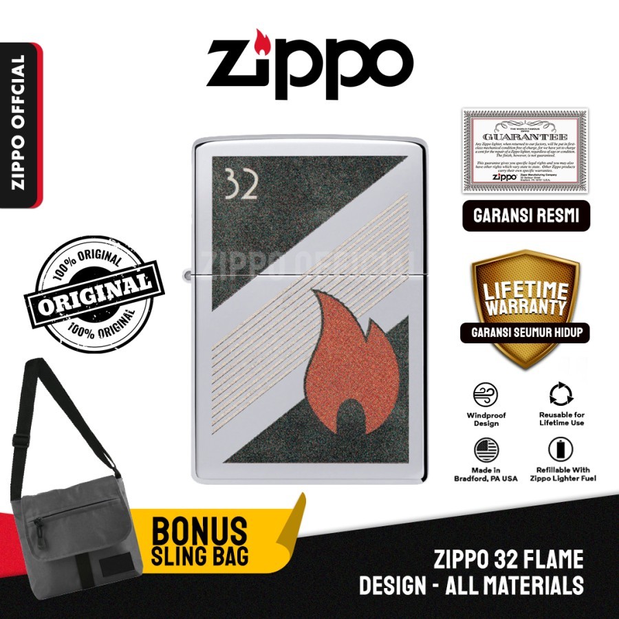 Jual Zippo Original 32 Flame Design 48623 | Garansi Lifetime | Original USA | Shopee Indonesia