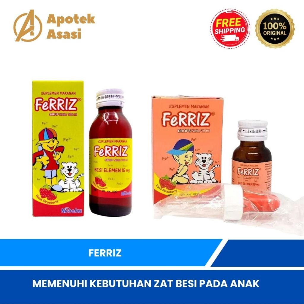 Jual Ferriz Sirup Rasa Strawberry 100 mL & Ferriz Drops Rasa Strawberry ...
