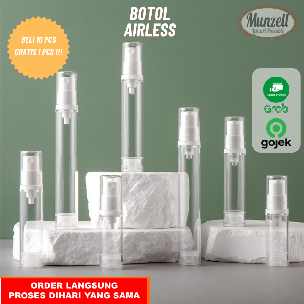 Jual BOTOL AIRLESS PUMP/SPRAY 10ML / BOTOL SERUM AIRLESS PUTIH | Shopee ...