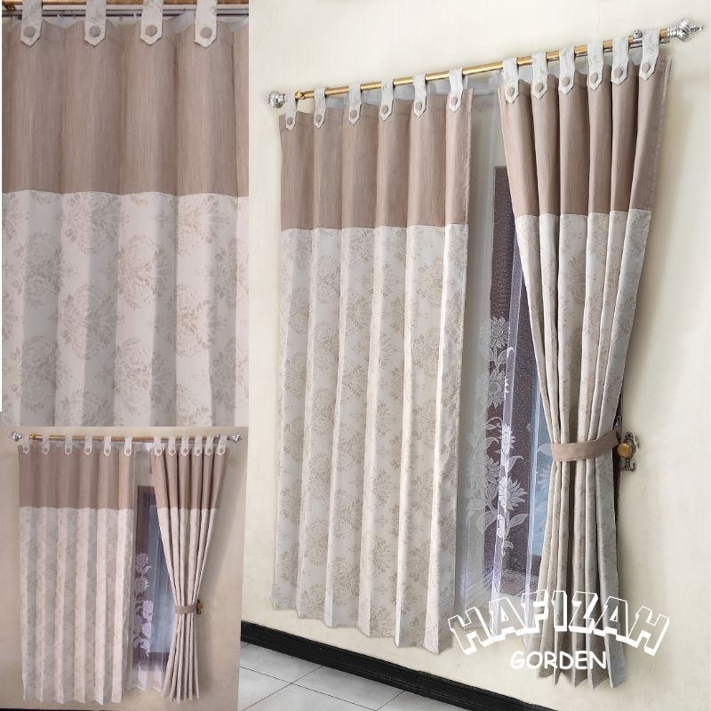 Jual Tirai Gorden Motif Batik Warna Krem Model Minimalis Kancing Kain ...