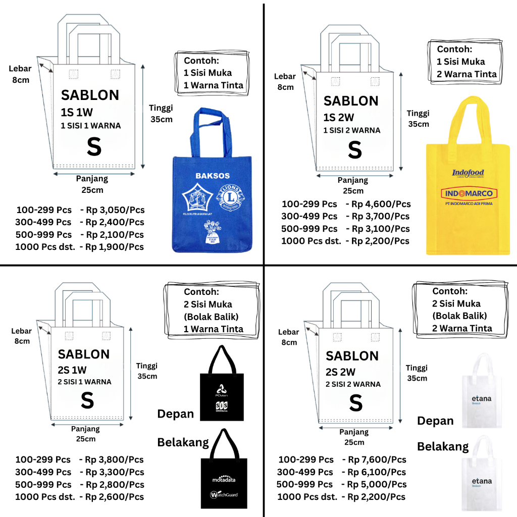 Jual Custom Sablon Tas Belanja Handle Spunbond Goodie Tote Bag Logo 75 ...