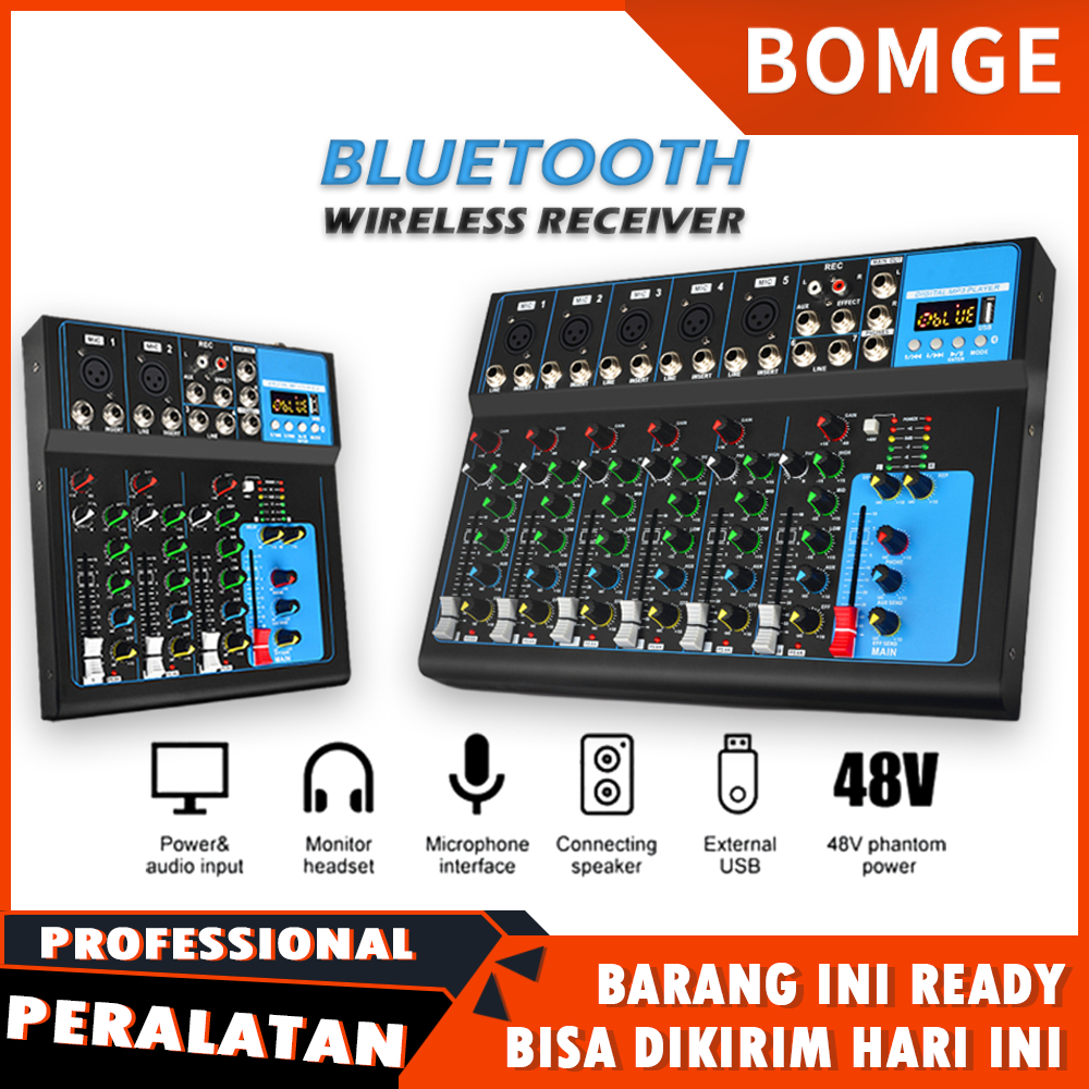 Jual BOMGE F7 Bluetooth Portable Audio Mixer w/USB DJ Sound Mixing Console MP3 Jack 48V Power ...