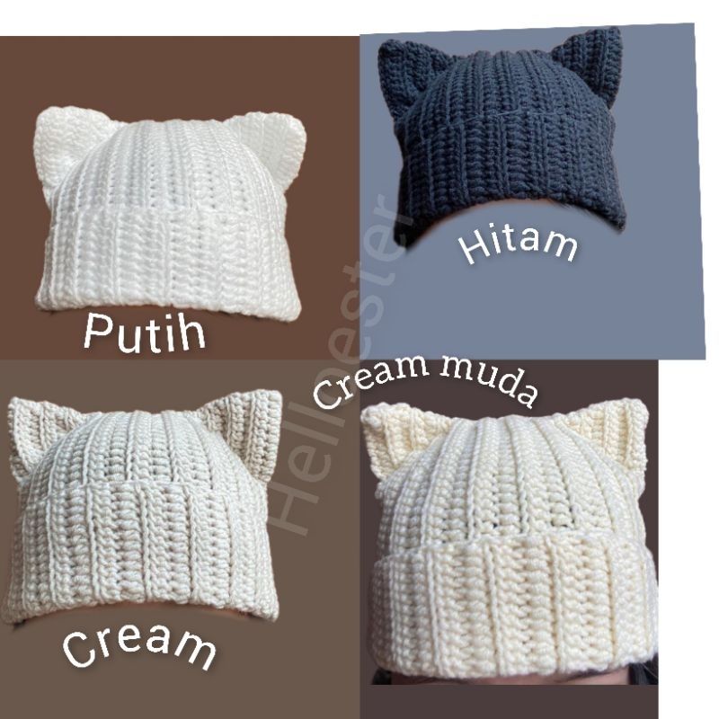 Jual Cat Beanie Topi Rajut Kucing / Crochet Beanie Kupluk ( model 2 ...
