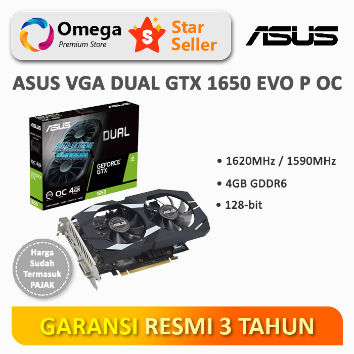 Jual VGA ASUS Dual GeForce GTX 1650 4GB DDR6 Evo P OC Edition | Shopee Indonesia