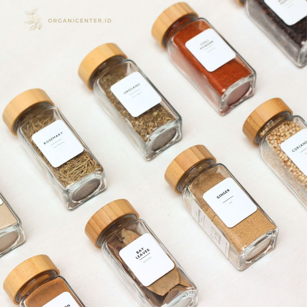 Jual Spice Jar Bamboo Lid Free Label Botol Bumbu Dapur Kaca Estetik ...