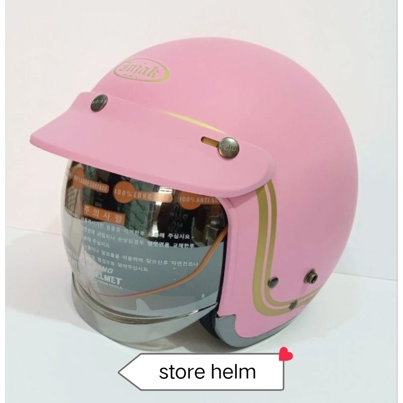 Jual HELM RETRO INJAK PINK DOFF PULL WARNA ORIGINAL | Shopee Indonesia