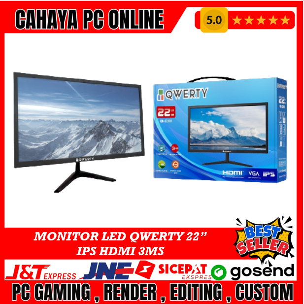 Jual Monitor LED Murah QWERTY 24" Flat IPS 768p 75 Hz Garansi 1 Tahun ...