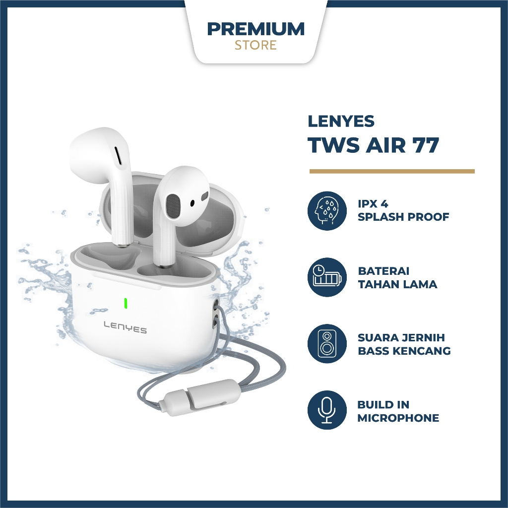 Jual Earbuds LENYES AIR 77 TWS Wireless Earbuds Bluetooth 5.3 Smart ...