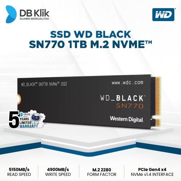 Jual SSD Internal WD BLACK SN770 1TB M.2 NVMe Pcie Gen4 - SN 770 1 TB | Shopee Indonesia