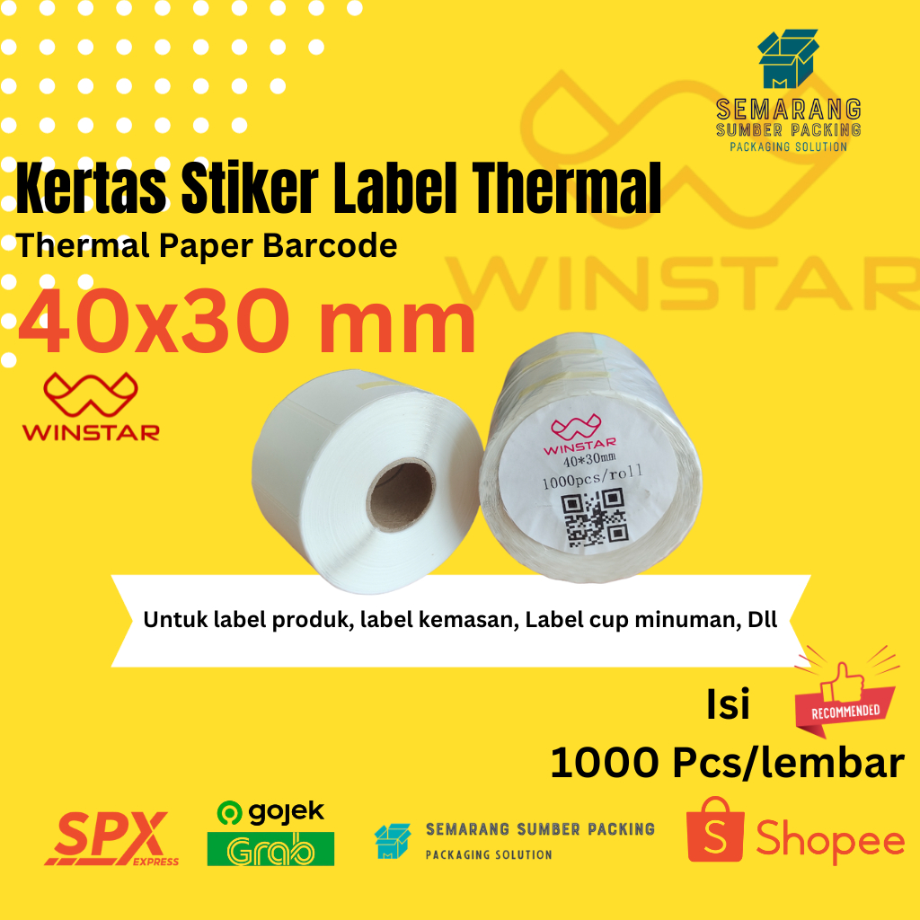 Jual Kertas Label Barcode 40x30mm 1 Line Sticker Thermal 40x30 mm 1000 pcs | Shopee Indonesia