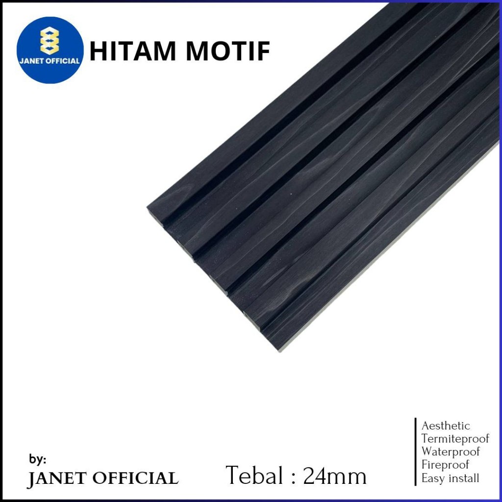 Jual WPC Wall Panel WARNA HITAM MOTIF 3 meter 300cm X 16cm X 2.4cm ...