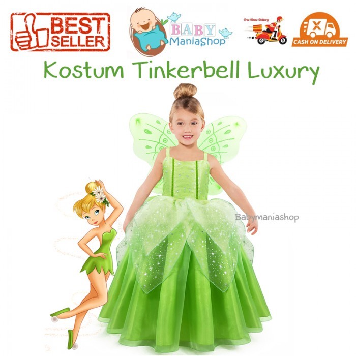Jual Dress Tinkerbell Luxury Kostum Peri Costume Cosplay Anak Bayi Ulang Tahun Wig Sayap ...