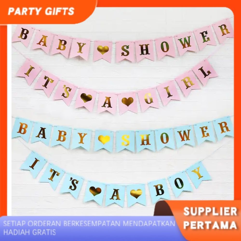 Jual Banner Baby Shower Its a Girl Pink Its a Boy Biru | Shopee Indonesia
