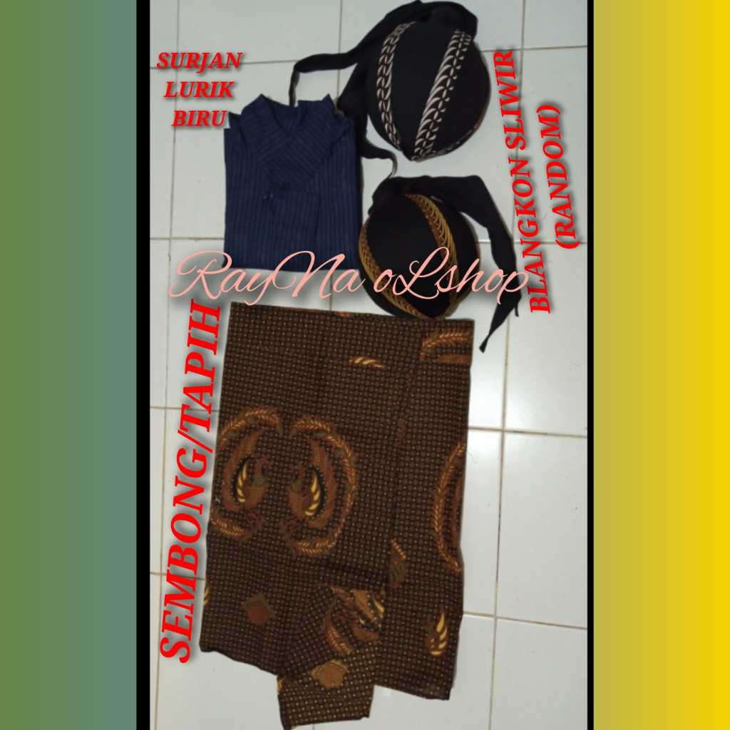 Jual 1 SET BAJU SURJAN LURIK BIRU + BLANGKON SLIWIR + SEMBONG/TAPIH, PAKAIAN TENUN PRIA MODERN ...
