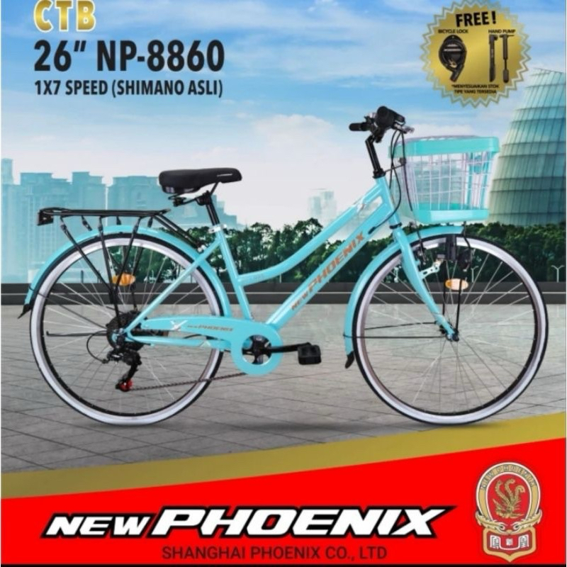 Jual Sepeda City Bike Phoenix 8860 AT Keranjang Dewasa 26 Inch 7 Speed ...