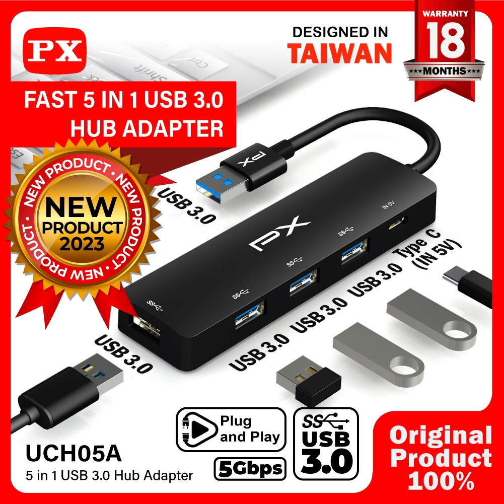 Jual USB Hub Converter USB 3.0 Connector Adaptor Laptop 5 in 1 PX ...