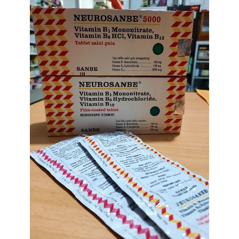 Jual Neurosanbe tablet dan Neurosanbe 5000 vitamin B1 B6 B12 1 strip ...
