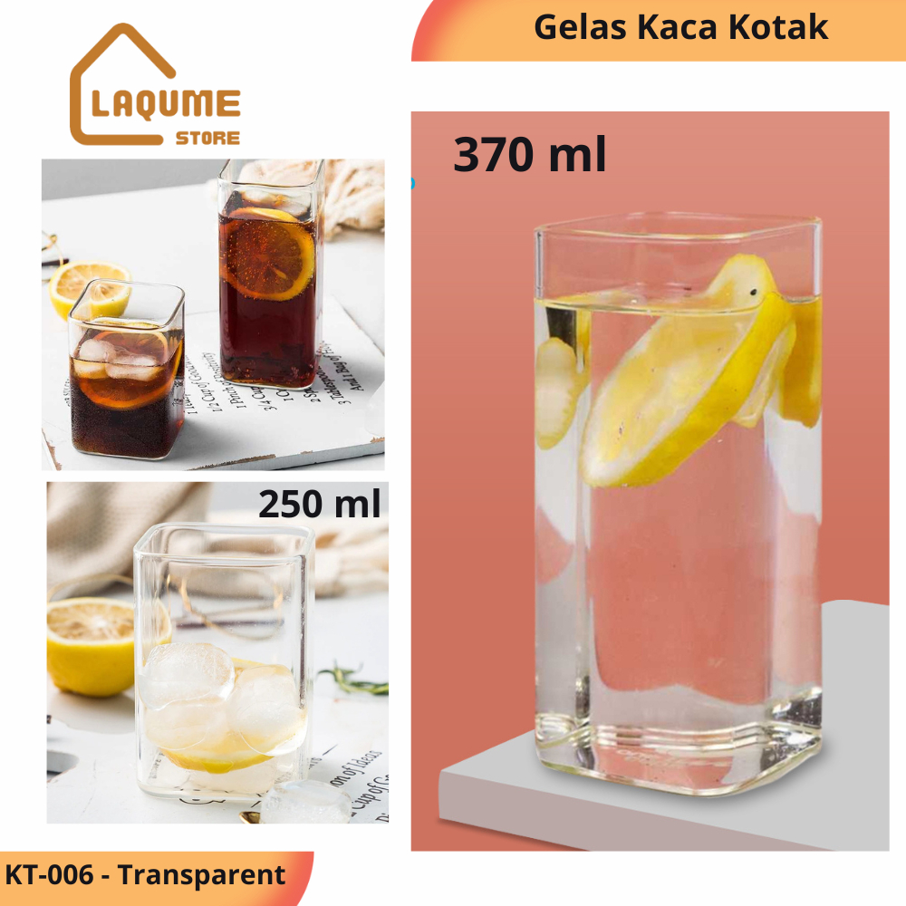 Jual Gelas Kaca Kotak Cocktail Borosilicate Glass 370 ml Dan 250 ml | Gelas Minum Kekinian ...