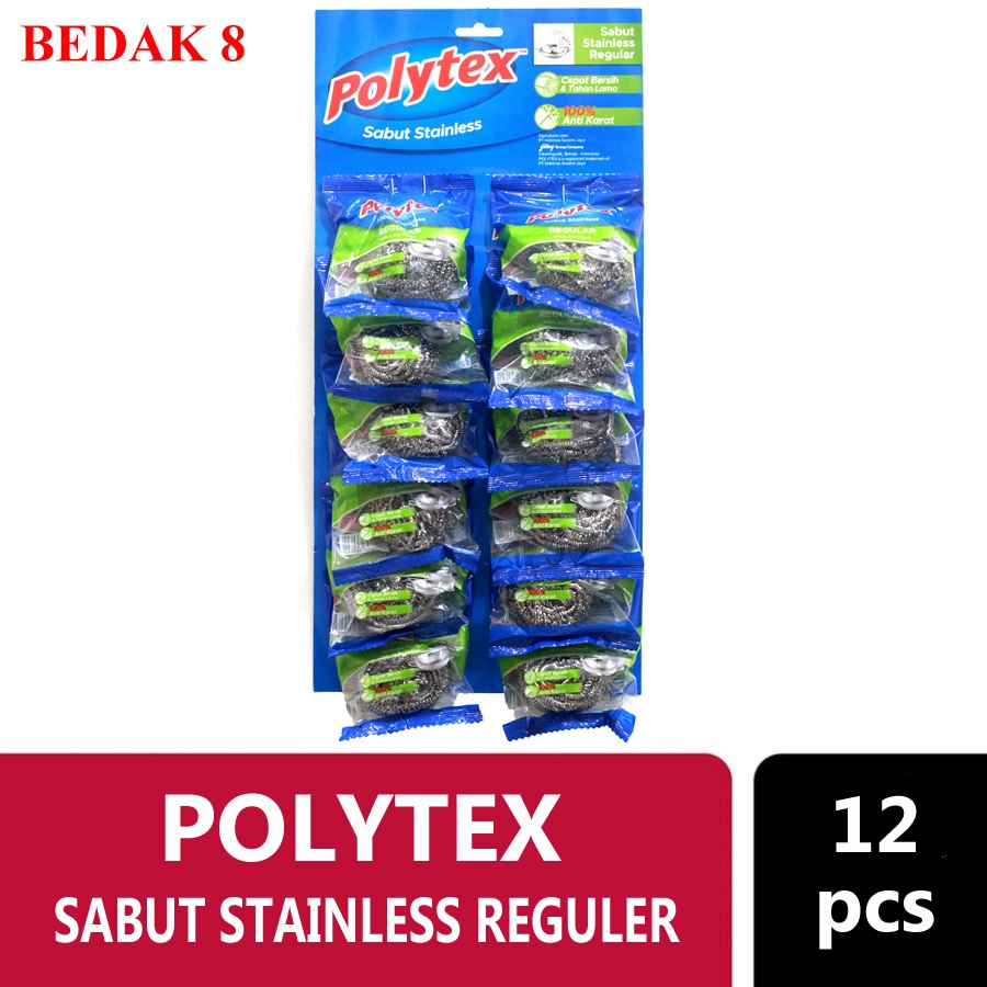 Jual (12 pcs) Polytex Sabut Stainless Regular/ Sabut Cuci Piring Panci ...