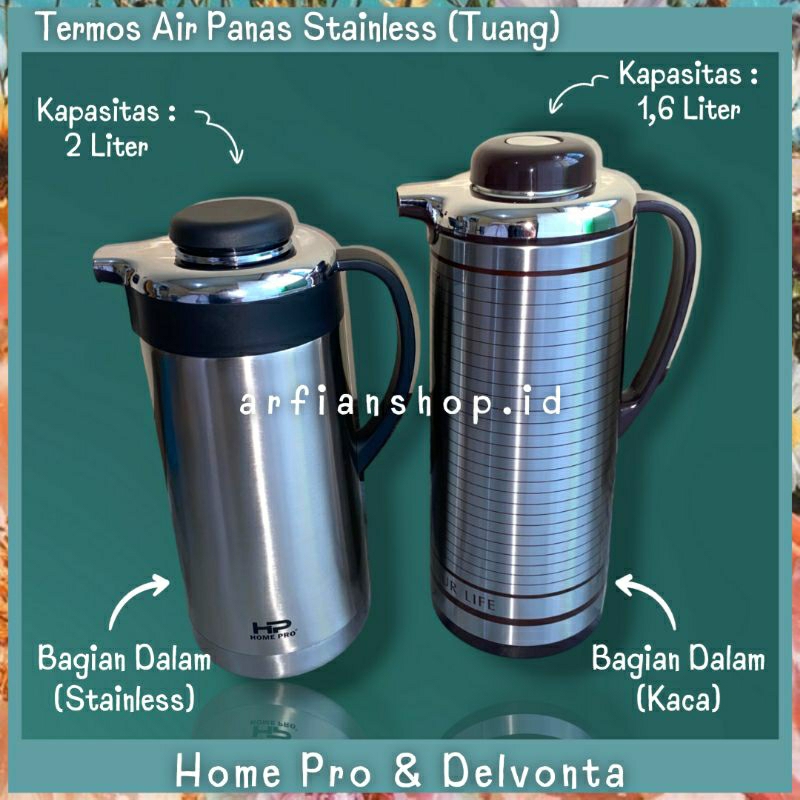 Jual Termos Air Panas Stainless 2 Liter, 1,6 Liter - Delvonta & HomePro ...