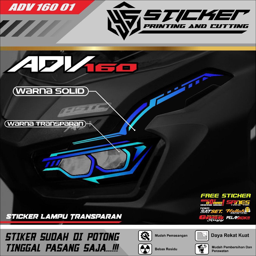 Jual STIKER Alis lampu ADV 160 / variasi list mata lampu, variasi keren ...
