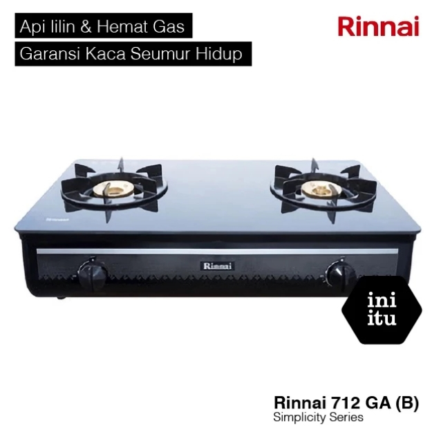 Jual Kompor gas rinnai kaca 2 tungku RI 712GA(B) kompor gas kaca 2 ...