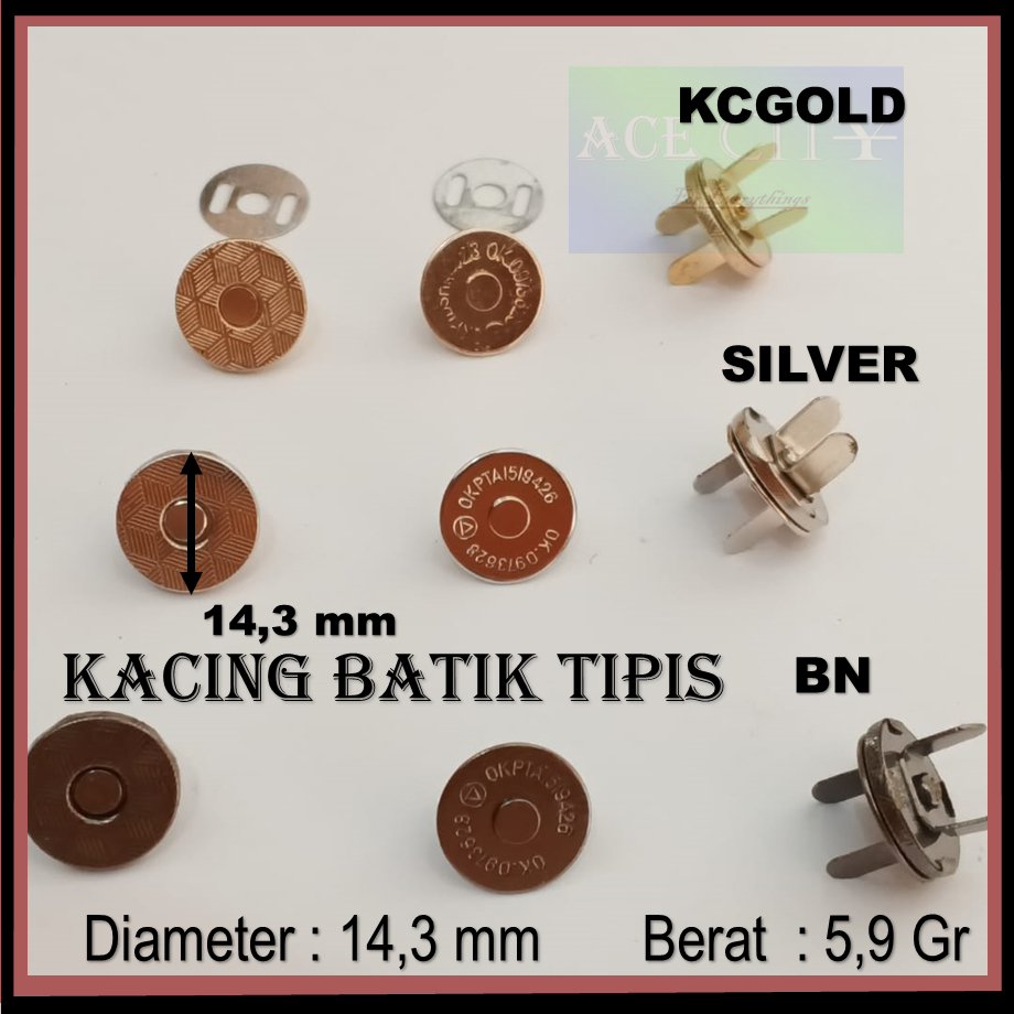 Jual Kancing Magnet Batik Tipis 14mm Premium KMT1014 ( 5 Butir ...