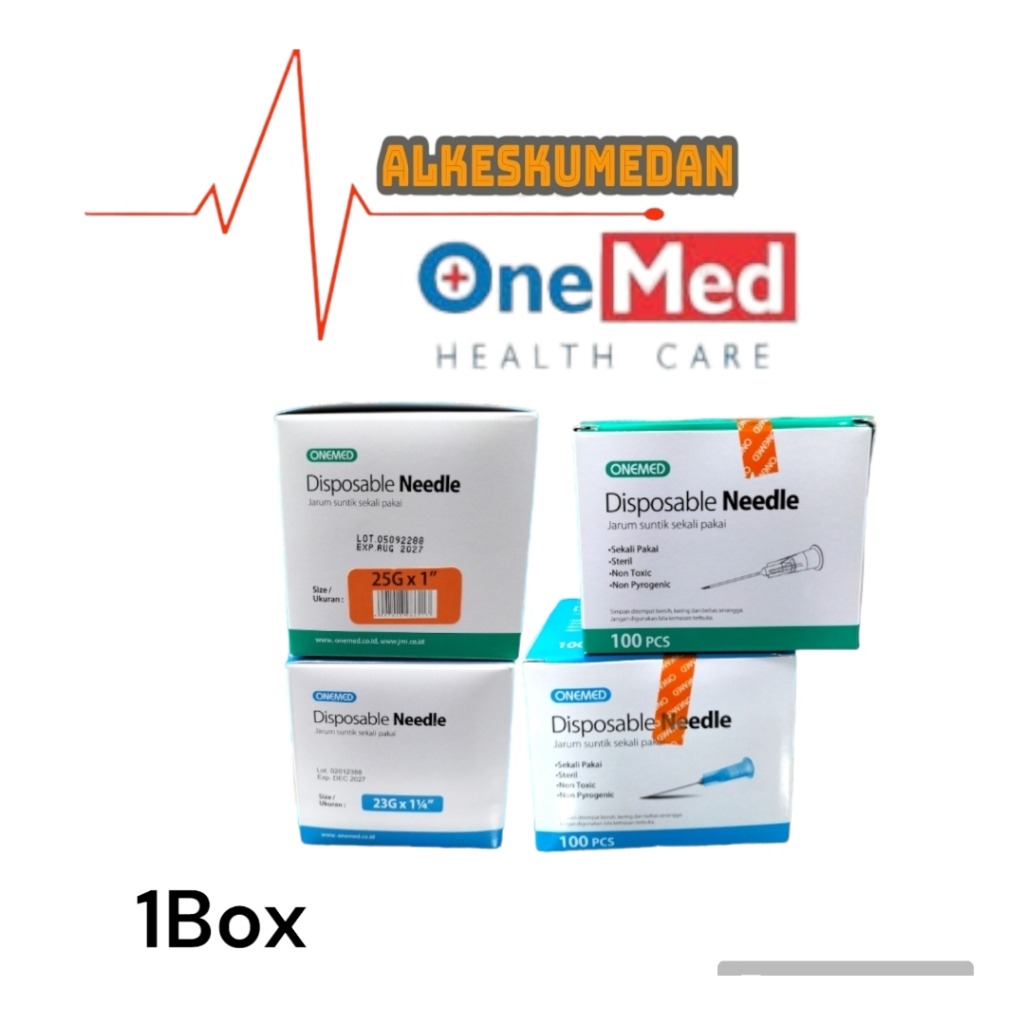 Jual DISPOSABLE NEEDLE 18G, 23G, 25G DAN 27G ONEMED 1 BOX | Shopee ...