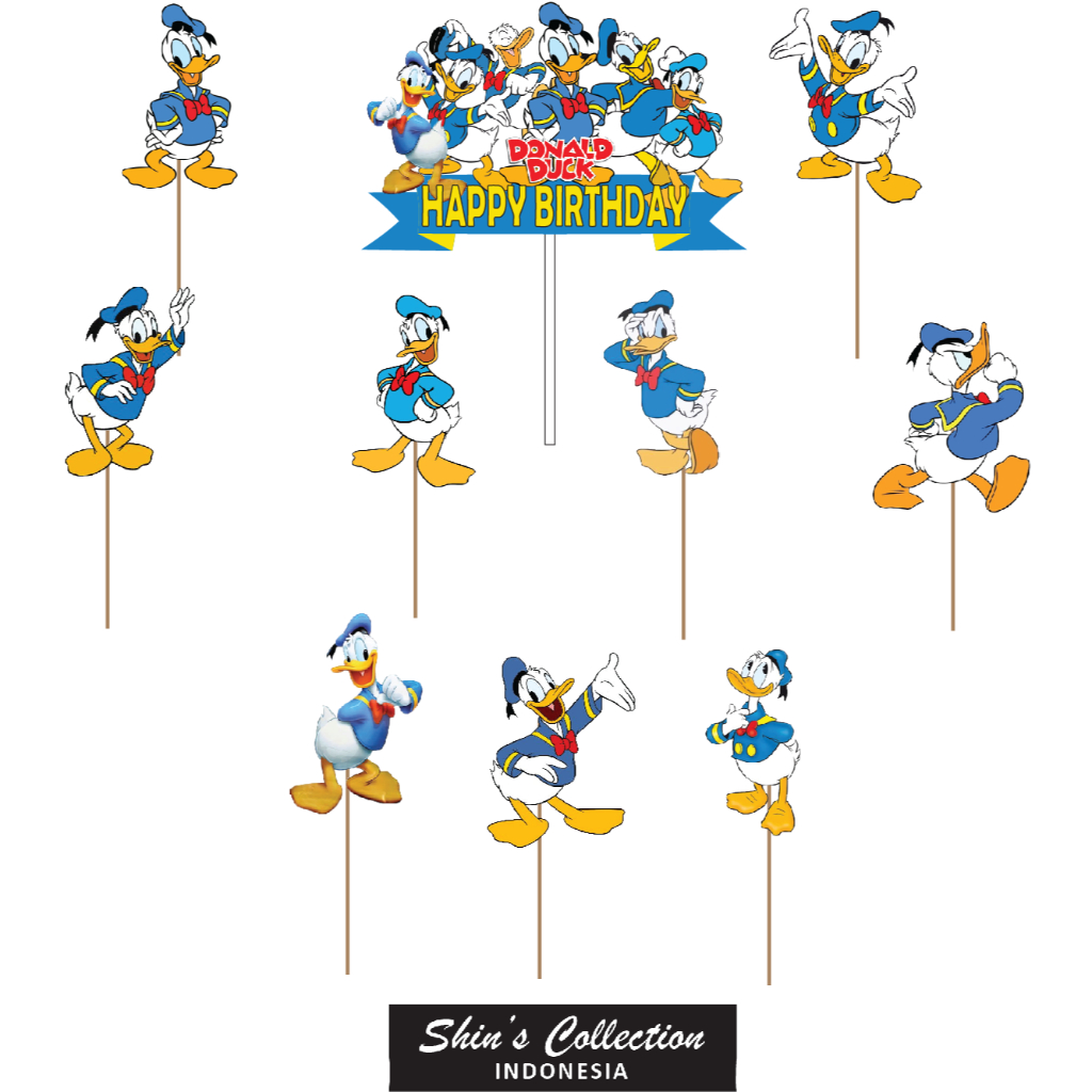 Jual Cake topper Donald duck Daisy duck bebek solo Disney isi 10 pcs ...