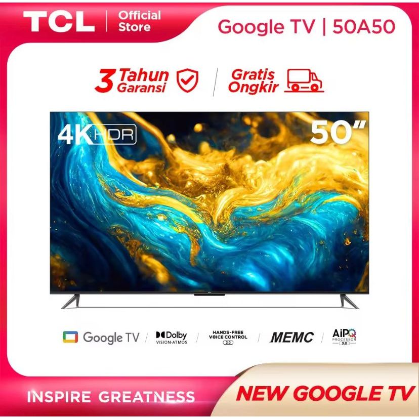 Jual TCL 50A50 - 50 inch Smart Google TV - 4K UHD - MEMC - Dolby-Atmos ...