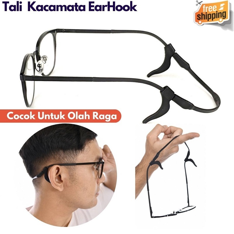 Jual Tali Kacamata Pria Olahraga Silicone Strap PLUS Earhook Spectacles ...