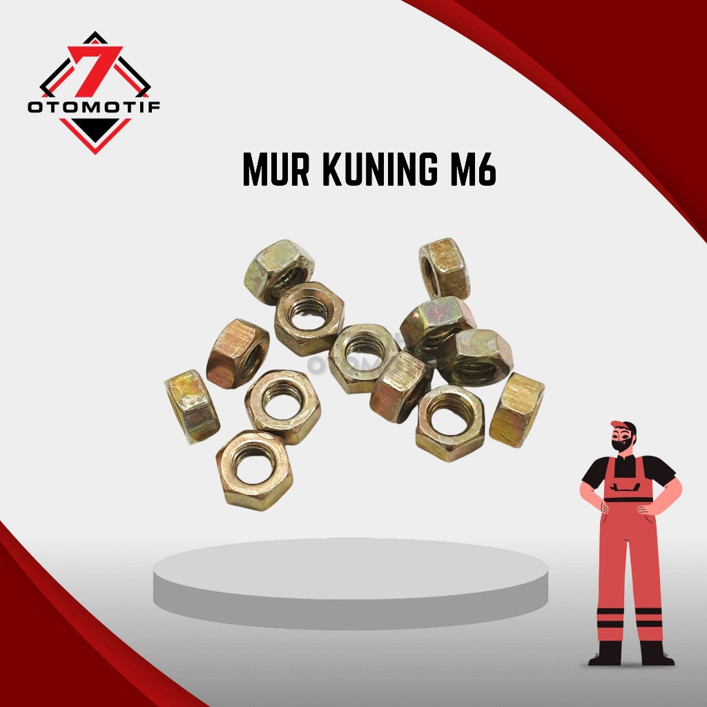 Jual Mur Hex M6 Kuning Kunci 10 Besi 6mm | Shopee Indonesia