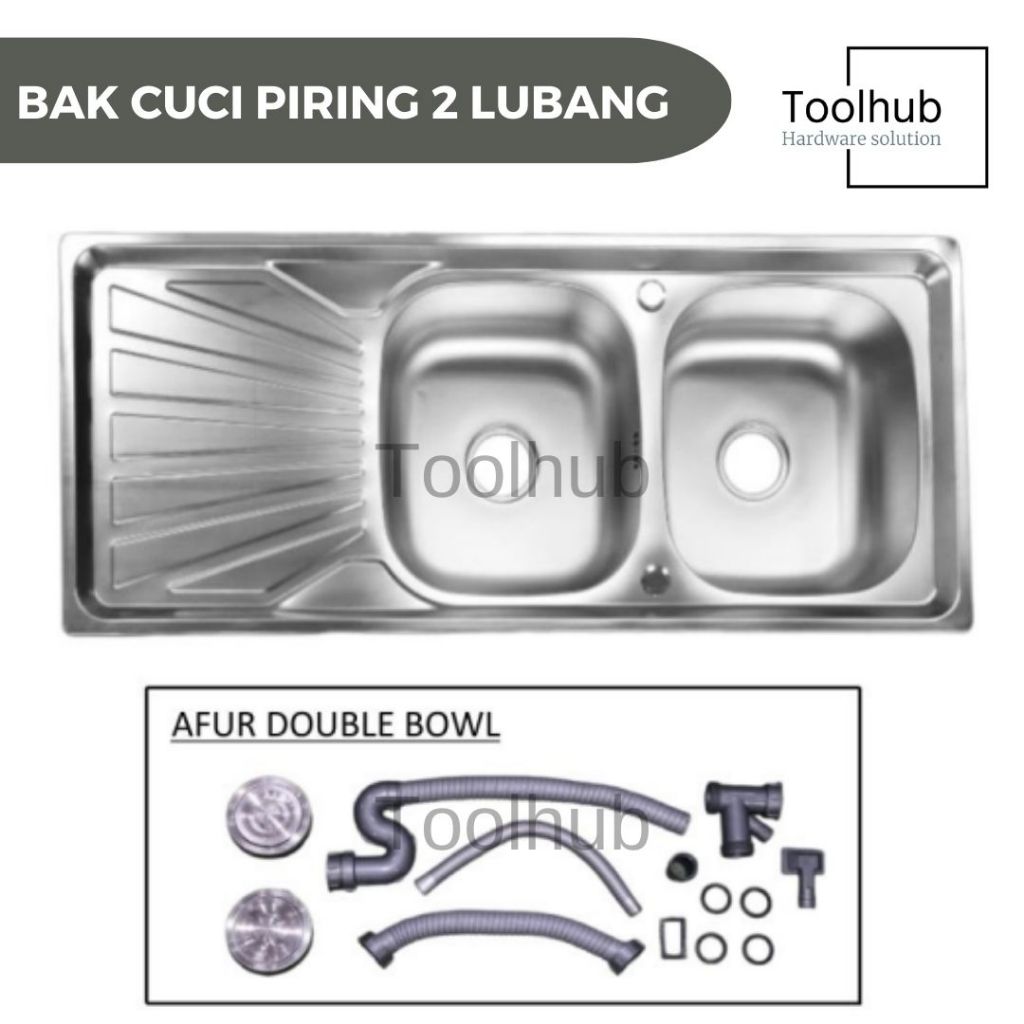 Jual BAK CUCI PIRING STAINLESS Ukuran 120 x 50 cm + AFUR 2 LUBANG /BAK ...