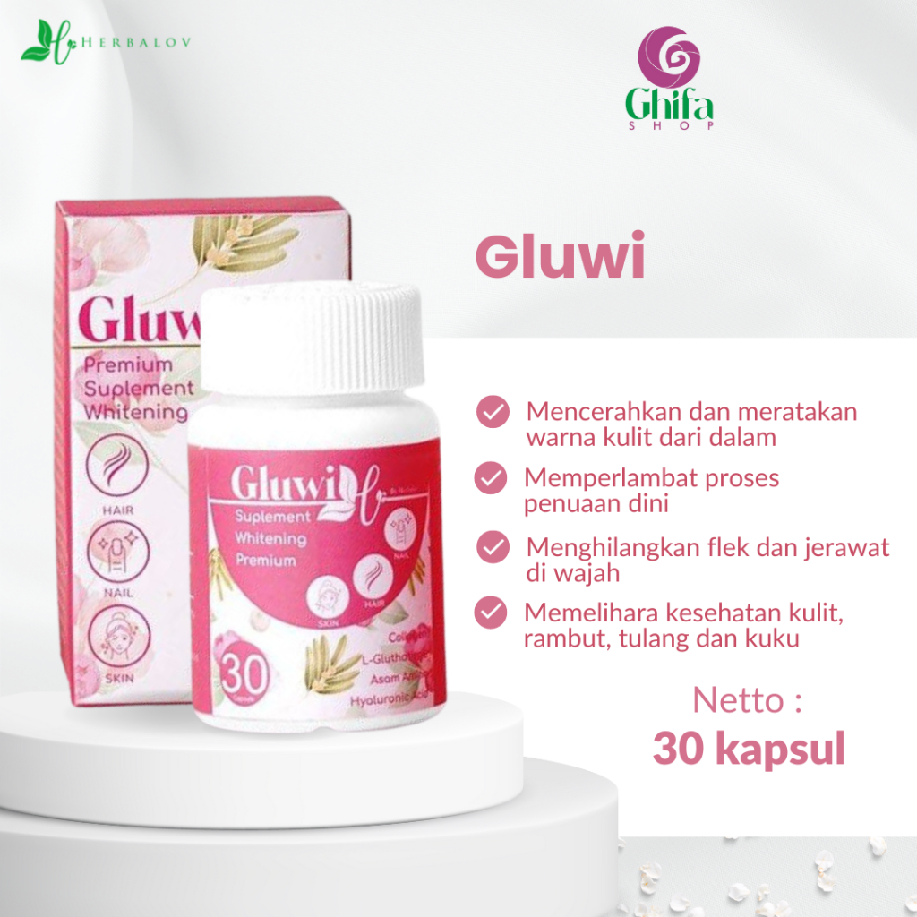 Jual Gluwi Herbalov 30 Kapsul Collagen Minuman Suplemen Kecantikan ...