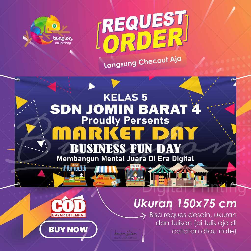 Jual Spanduk Banner 150X75 Market Day Reques Desain | Shopee Indonesia