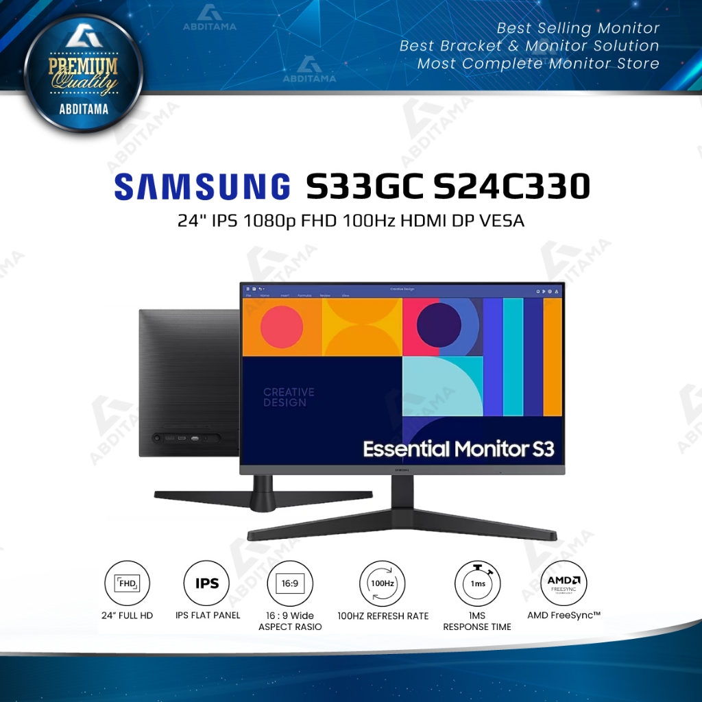 Jual Monitor LED SAMSUNG S33GC S24C330 24" IPS 1080p FHD 100Hz HDMI DP ...