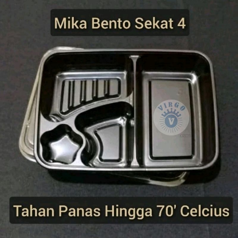 Jual {Isi 50} Mika Bento Hitam Sekat 4 - Premium Bento Tray | Shopee ...